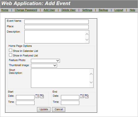 Web Application Administration: Help