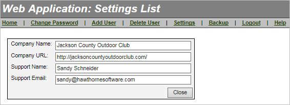 Web Application Administration: Help